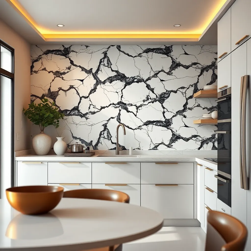 Transform Your Kitchen: Marble Wallpaper Backsplash